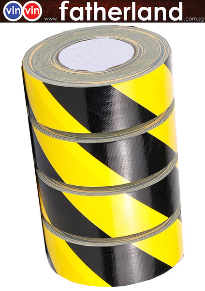 80mm x 50 Meter Cloth Tape Yellow and Black - www.fatherland.com.sg