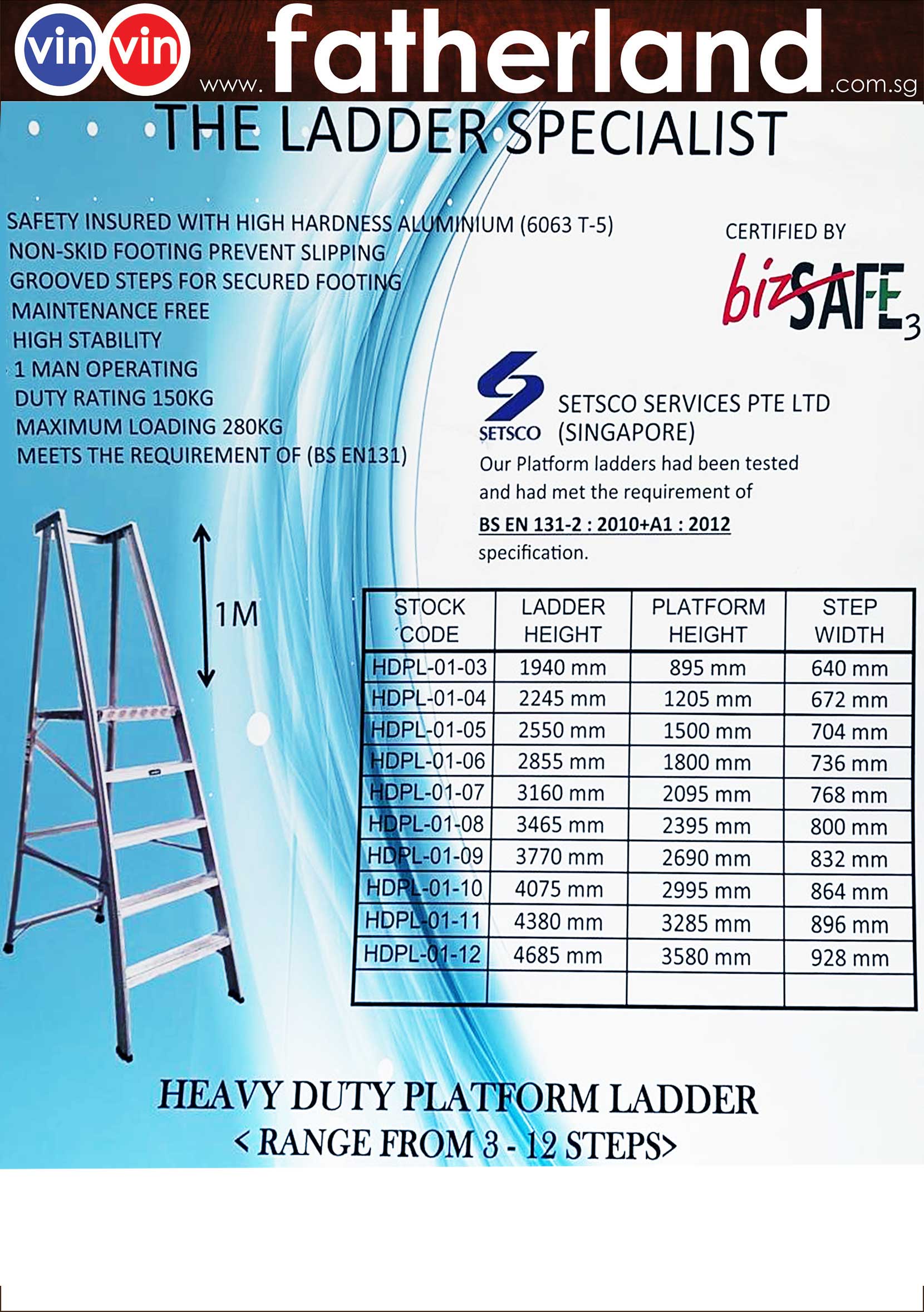 ALUMINIUM PLATFORM LADDER FL Series - www.fatherland.com.sg
