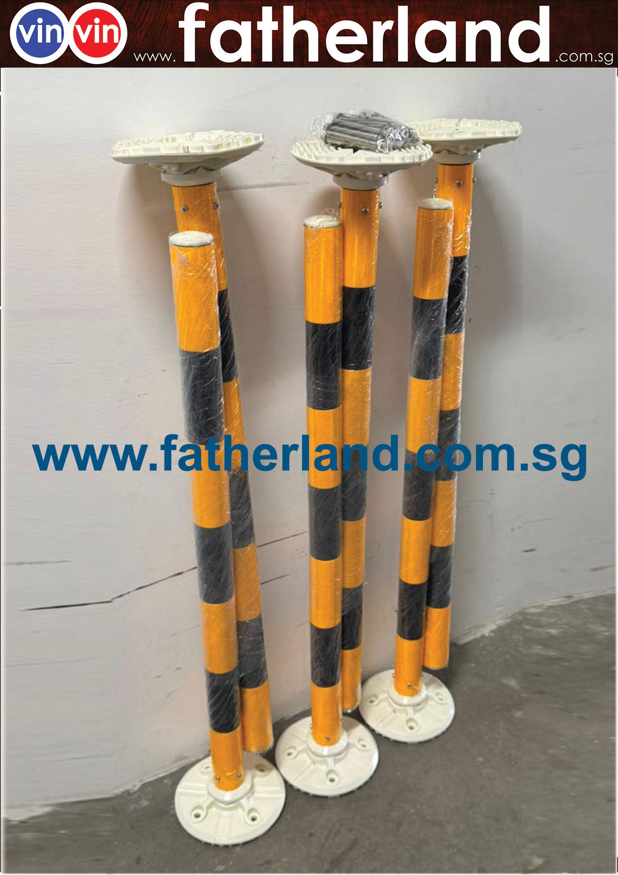Flexible Bollard with Anchors 1100mm Height Yellow and Black LTA Requi ...