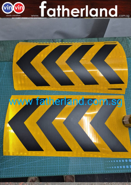 Safety Reflective Yellow sticker with Arrow Diamond Shape Sticker for ...