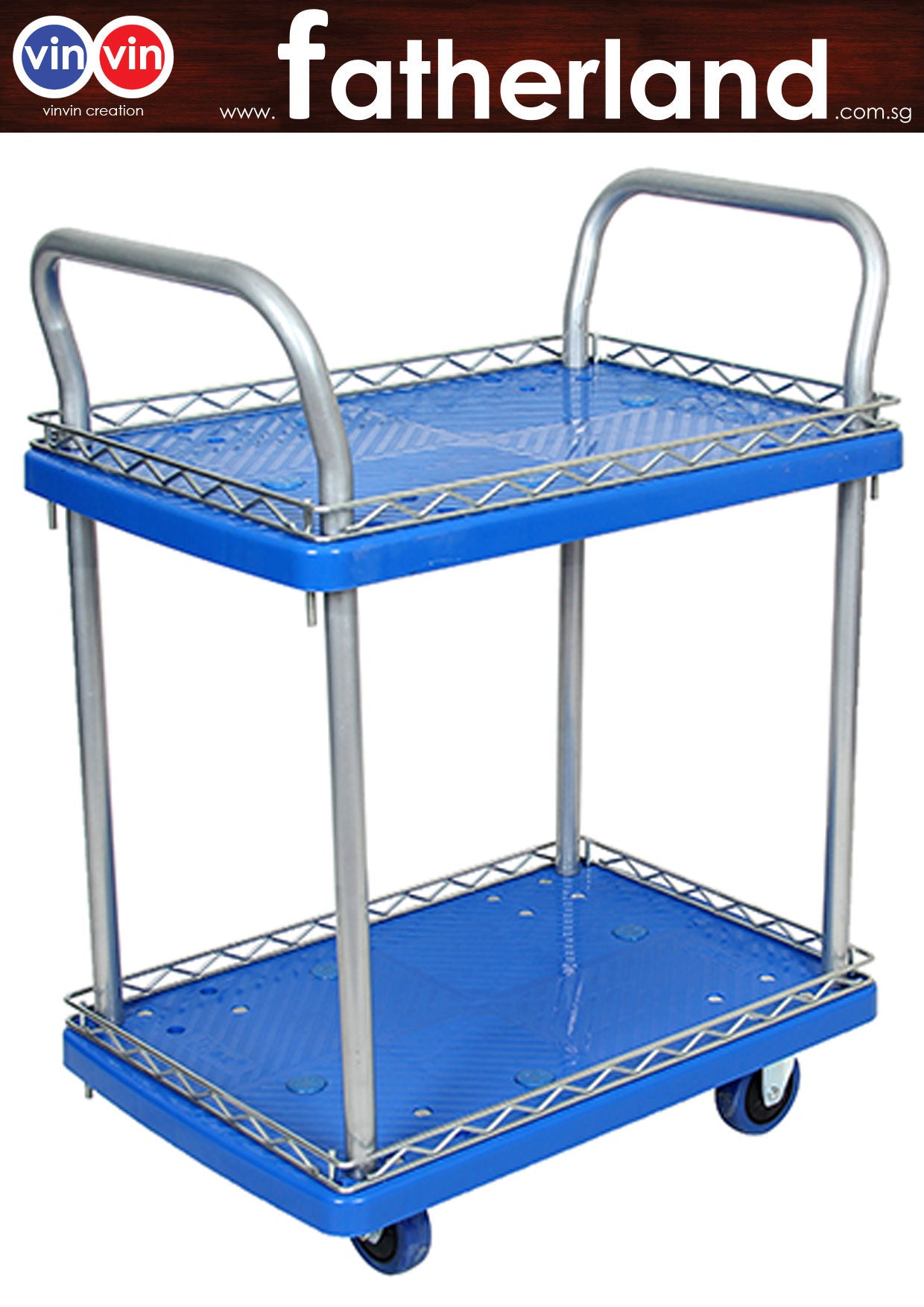 VINVIN 2TIER NET TROLLEY 480X730MM (150KG) - www.fatherland.com.sg