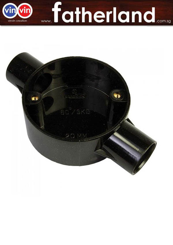 PVC THROUGH BOX 20MM (BLACK) - www.fatherland.com.sg