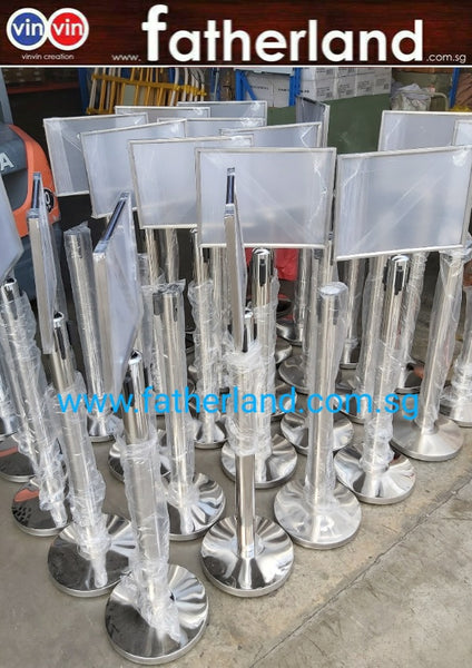 Queue Pole A3 Landscape Stainless Steel Frame - www.fatherland.com.sg