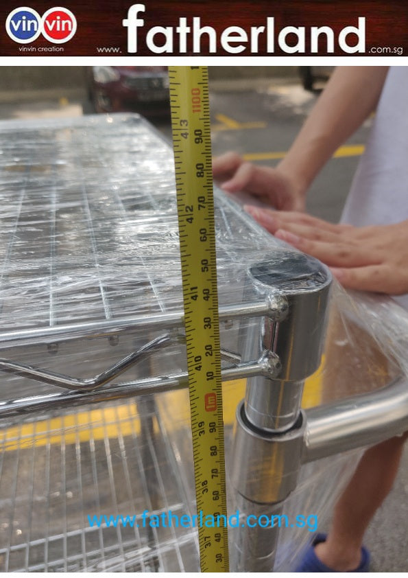 3 Tier Chrome Heavy Duty Wire Trolley Cart with Handle Adjustable HG S ...