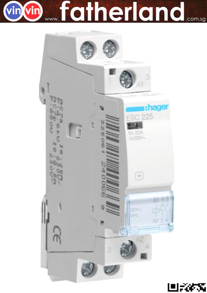 Hager ESC225 Contactor 25A, 2NO, 230V~50Hz - www.fatherland.com.sg