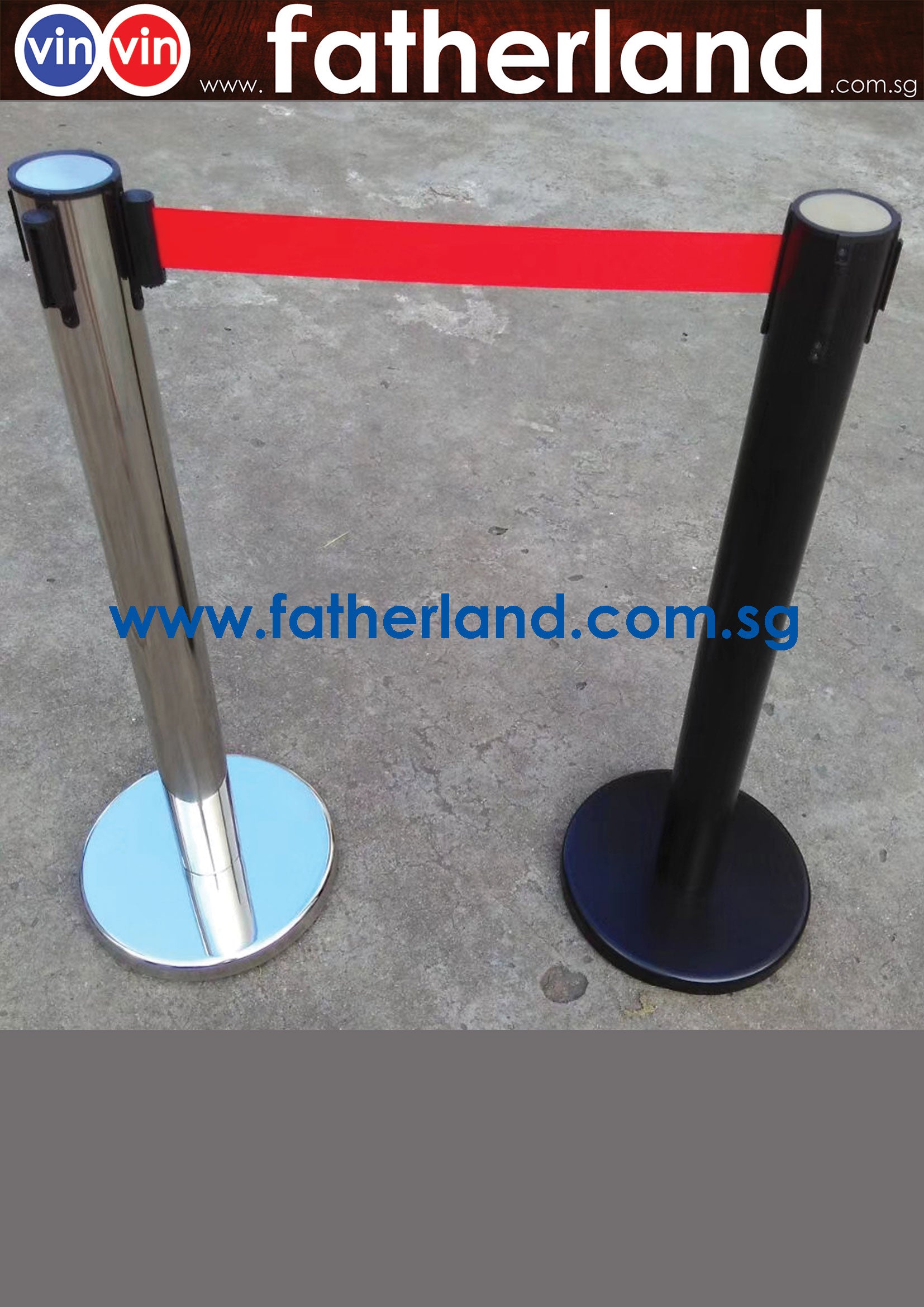 Queue Pole stand Stainless Steel with 5 Meter Red Belt ( CV19 Metal Ba ...