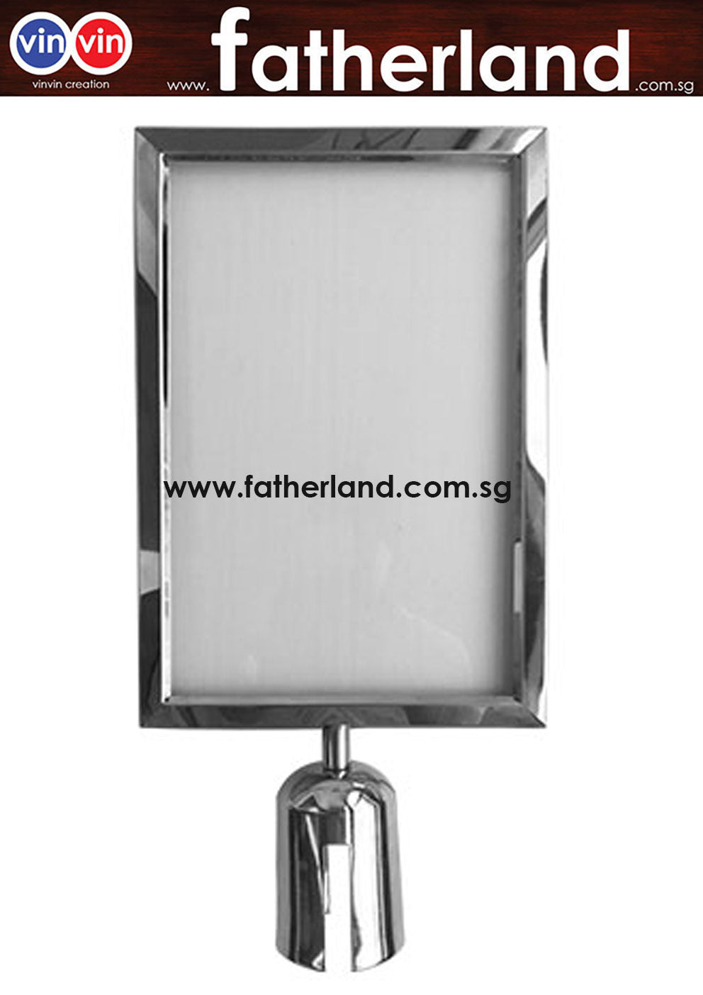 Queue Pole A4 Portrait Chrome Finishing Frame - www.fatherland.com.sg