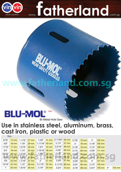 BLU-MOL BI-METAL 33MM HOLE SAW HOLE SAW - www.fatherland.com.sg