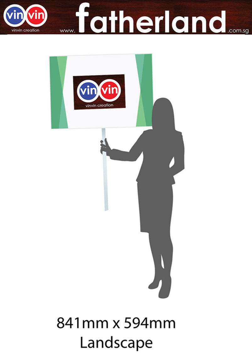 Double Sided Hand Sign Board - A1 (Landscape) - www.fatherland.com.sg