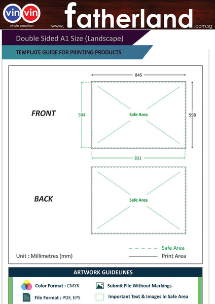 Double Sided Hand Sign Board - A1 (Landscape) - www.fatherland.com.sg