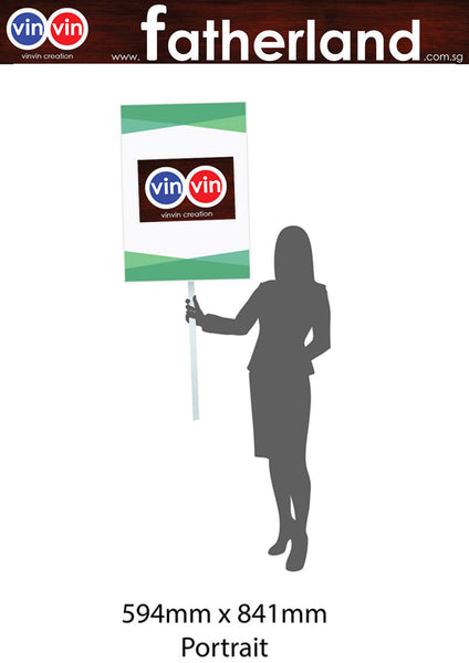 Double Sided Hand Sign Board - A1 (Portrait) - www.fatherland.com.sg