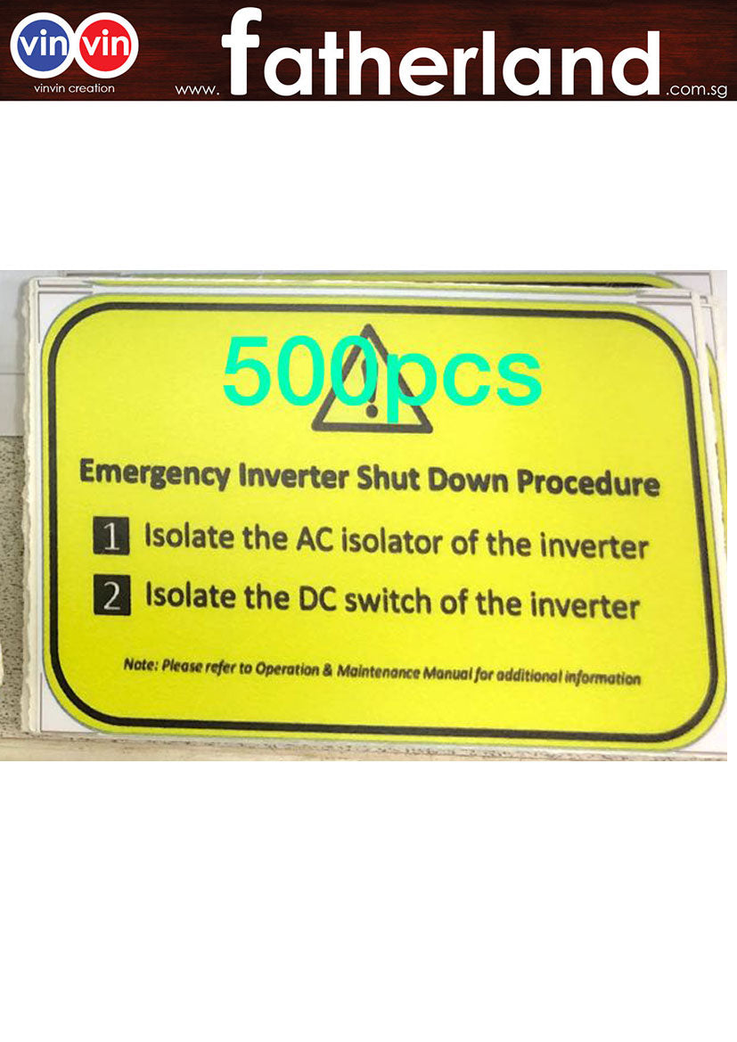 Emergency Shut Off for PV SYSTEM TURN OFF ISOLATOR - www.fatherland.com.sg