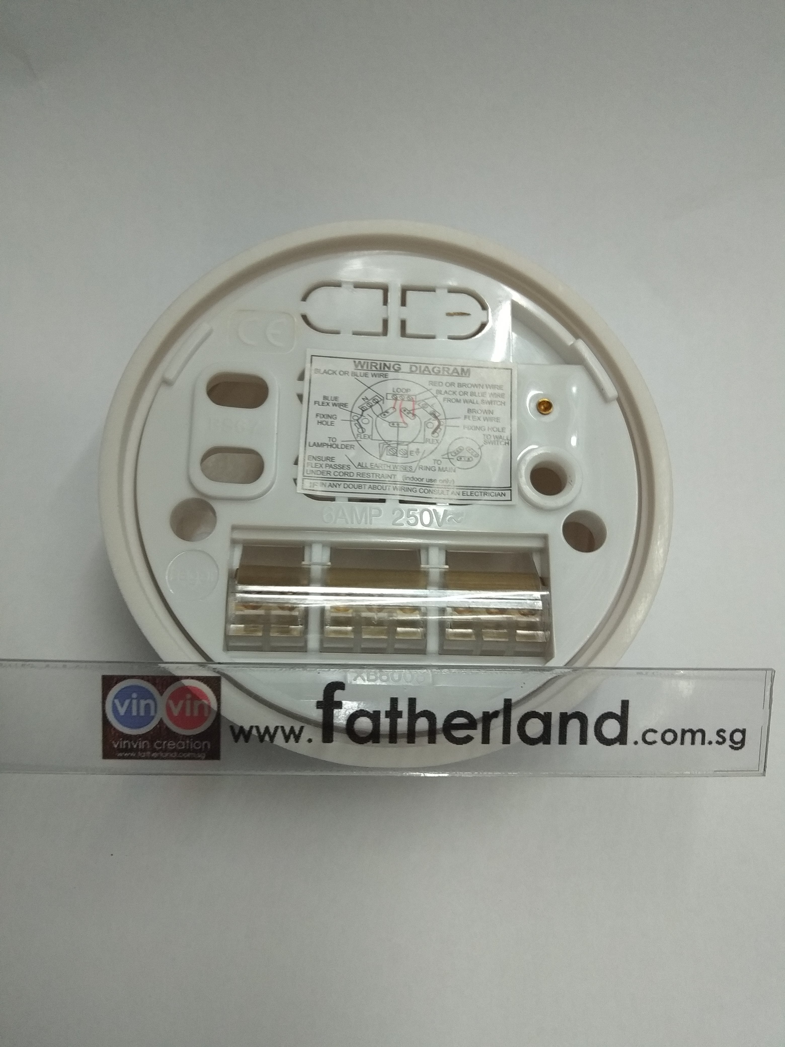 WHITE CEILING ROSE 6A 3 TERMINAL - www.fatherland.com.sg