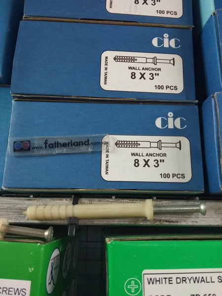 CIC 8X3 WALL ANCHOR 100PCS/BOX - www.fatherland.com.sg