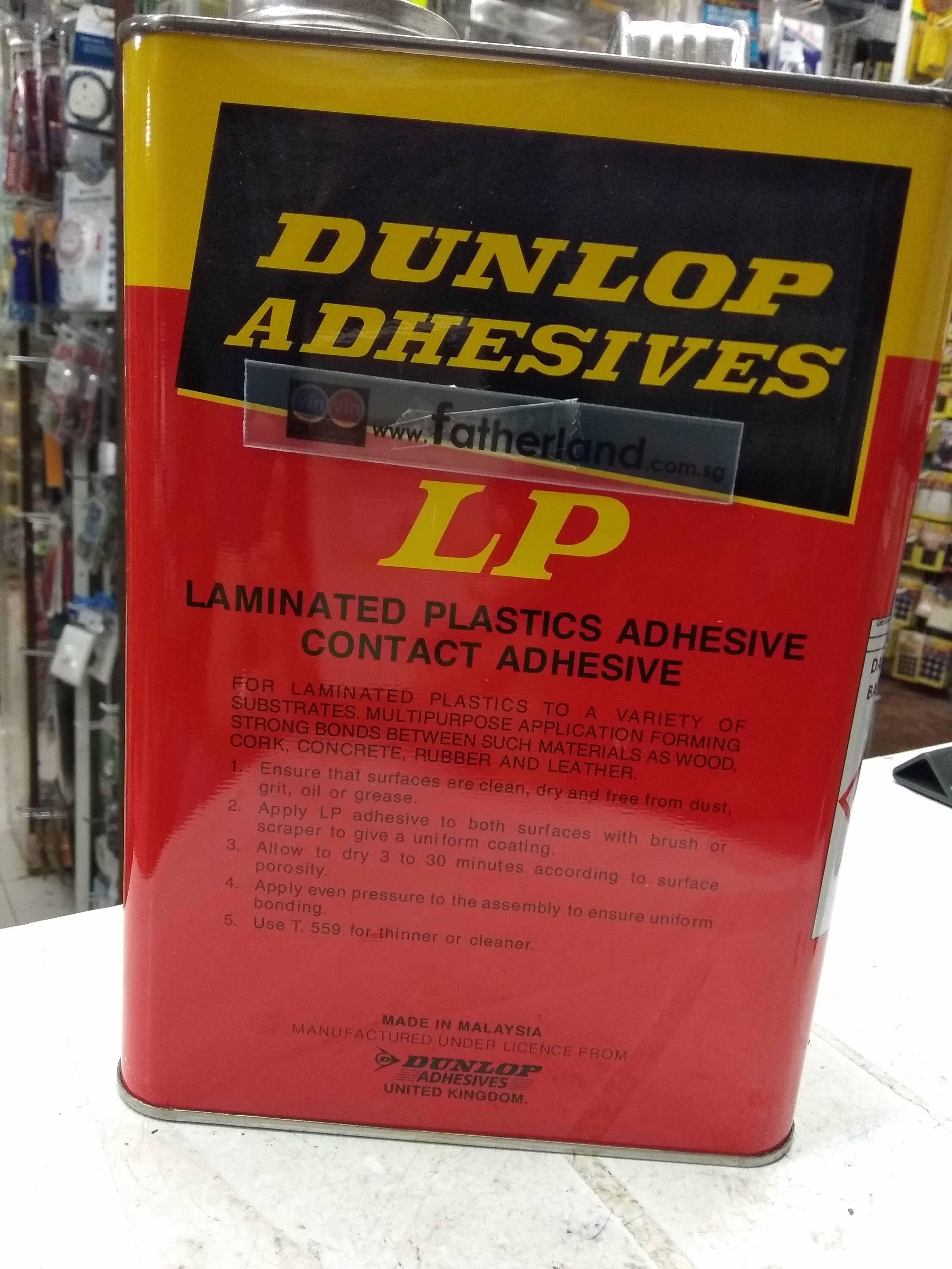 DUNLOP LP ADHESIVE 3 LITRE - www.fatherland.com.sg