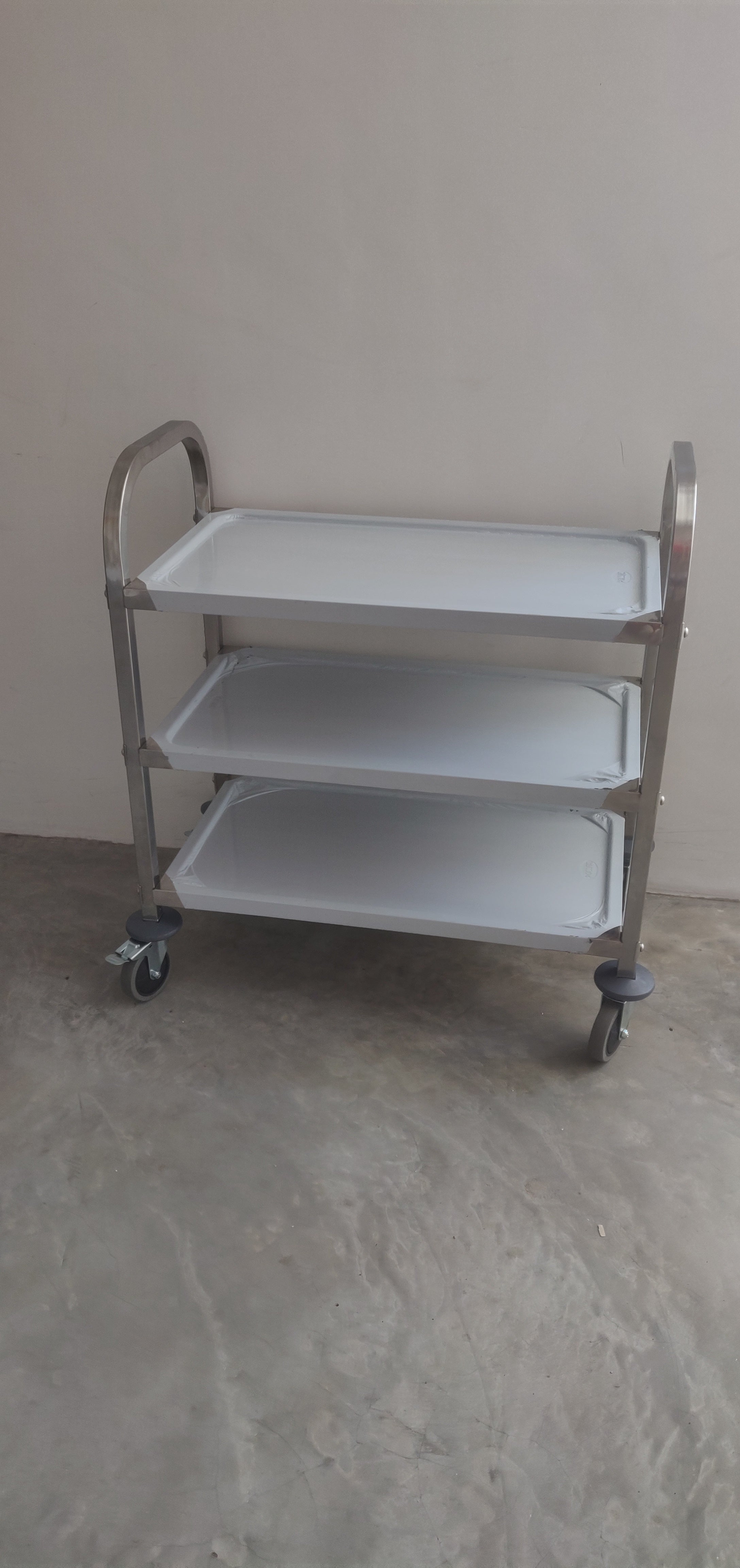 Stainless steel 3-tier food trolley - www.fatherland.com.sg