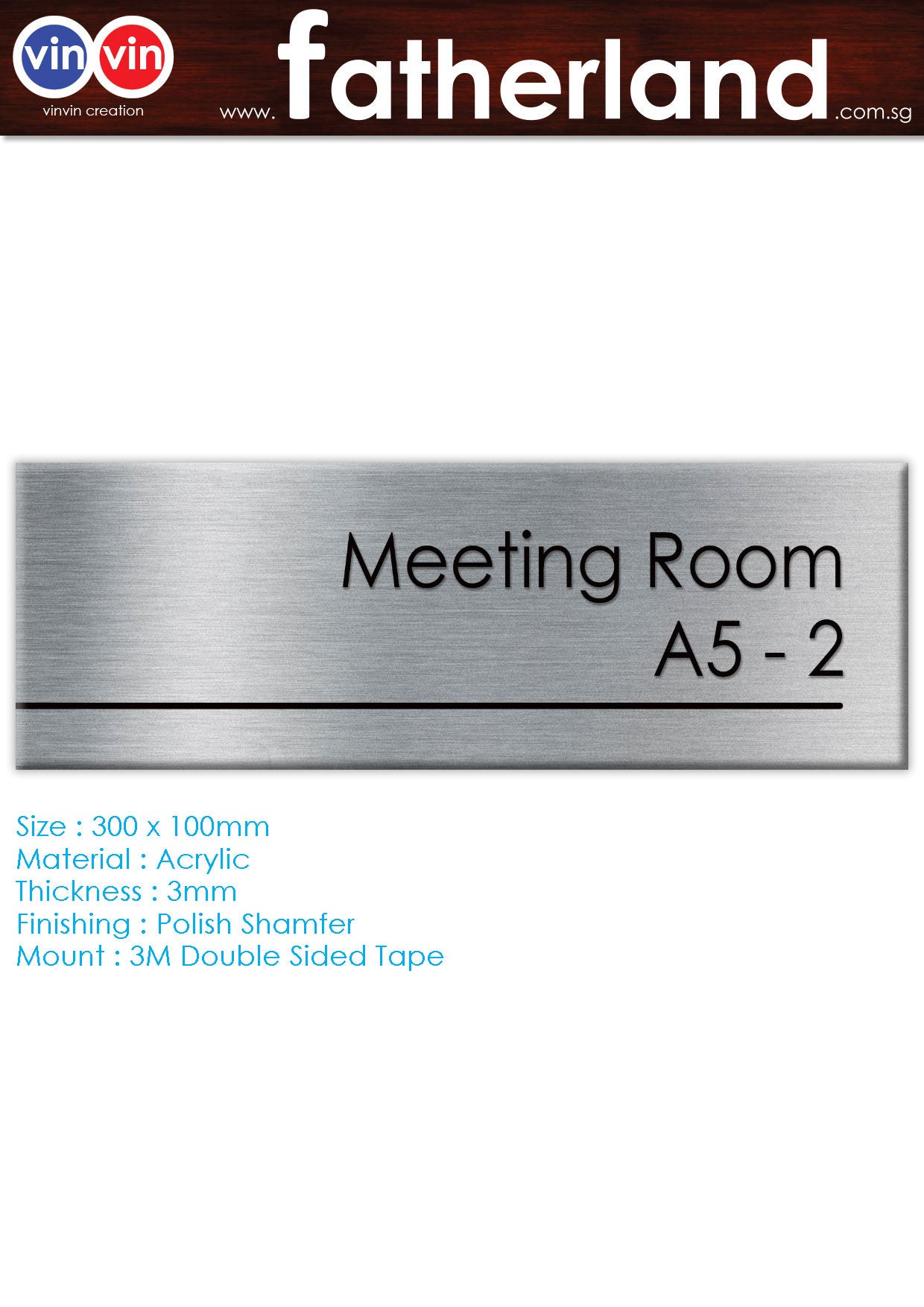 MEETING ROOM ACRYLIC SIGNAGE WITH ALUMINIUM VINYL - www.fatherland.com.sg