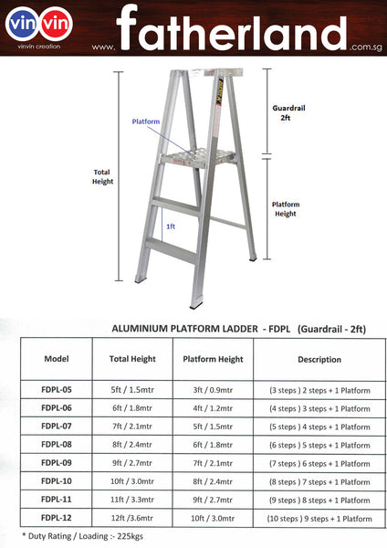 ALUMINIUM PLATFORM LADDER WITH GUARDRAIL - www.fatherland.com.sg