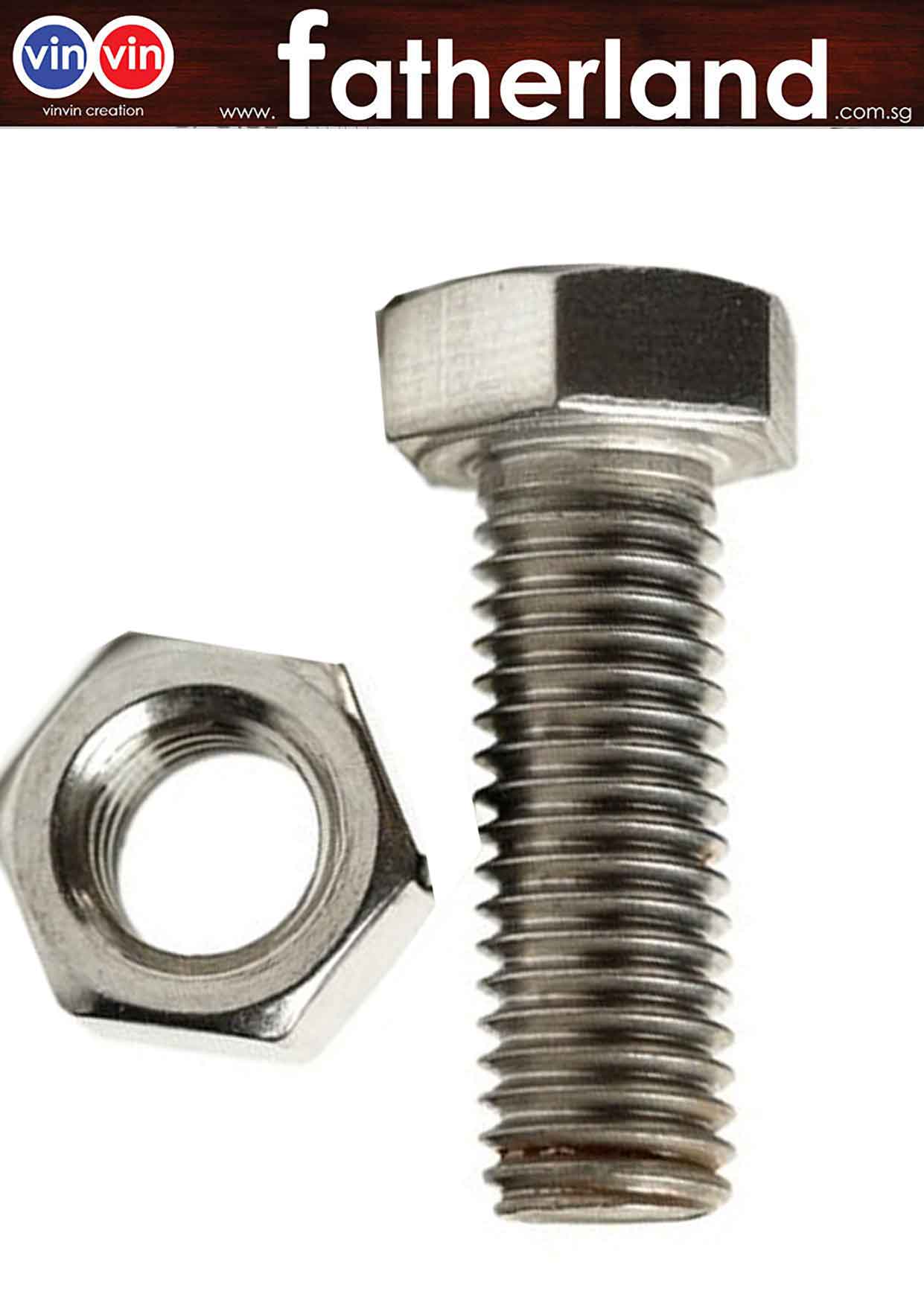 Stainless Steel Hex Bot / Nut ( 100pcs ) - www.fatherland.com.sg