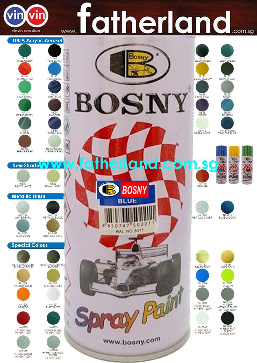 BOSNY SPRAY PAINT 191 FLAT CLEAR - www.fatherland.com.sg