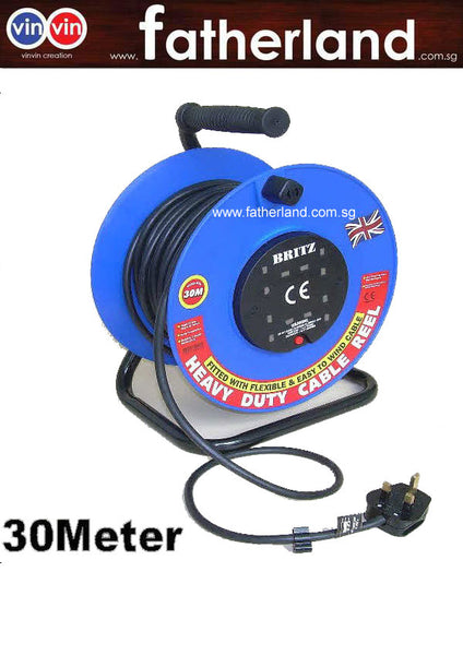 Britz 4-Way Cable Extension Reel 30Metres - www.fatherland.com.sg