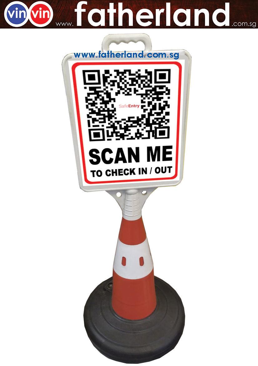 SAFETY CONE WITH SIGNAGE WITH WATER BASE CONTAINER - www.fatherland.com.sg