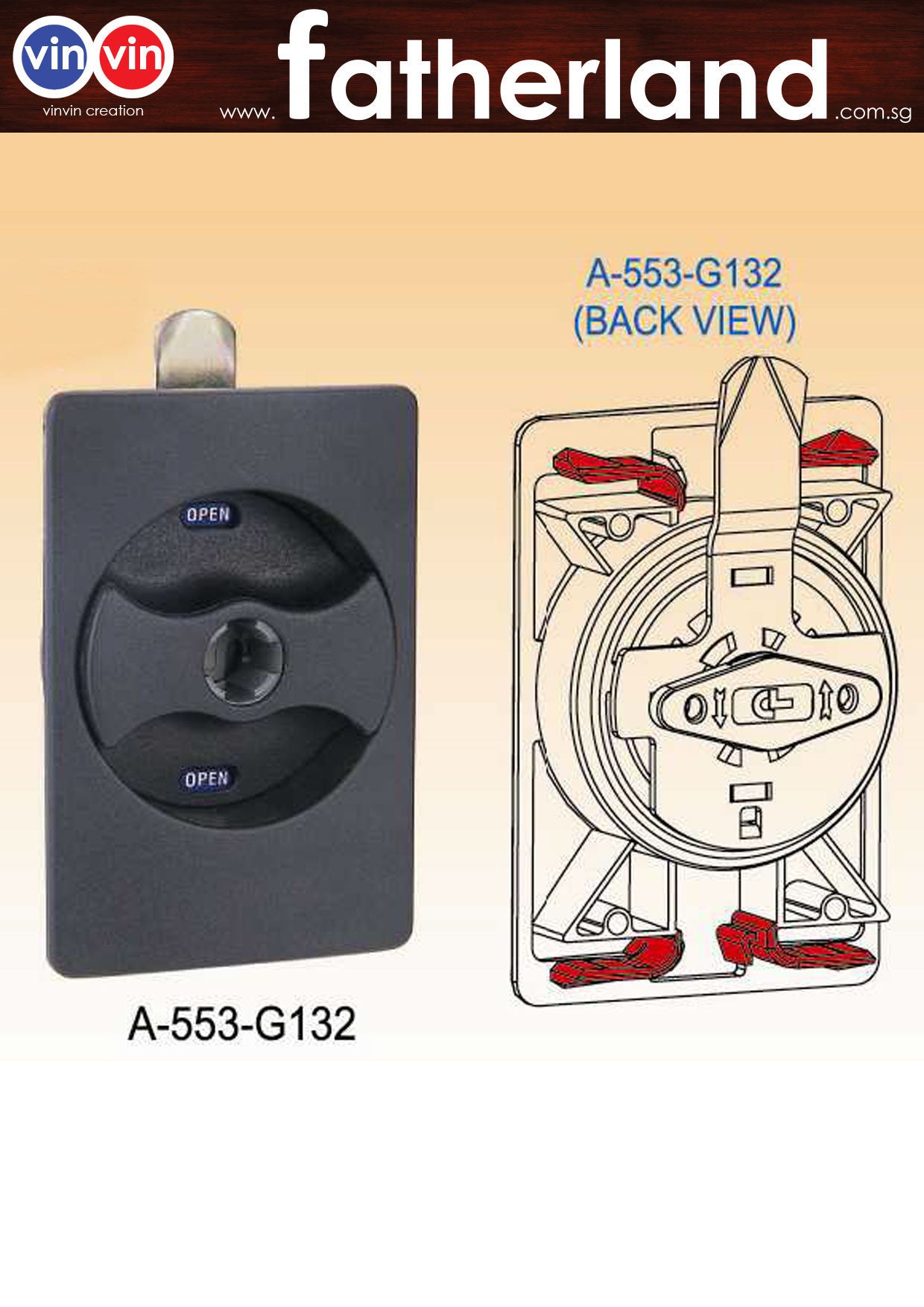 Metal Cabinet Swing door Lock A-553-G132 - www.fatherland.com.sg