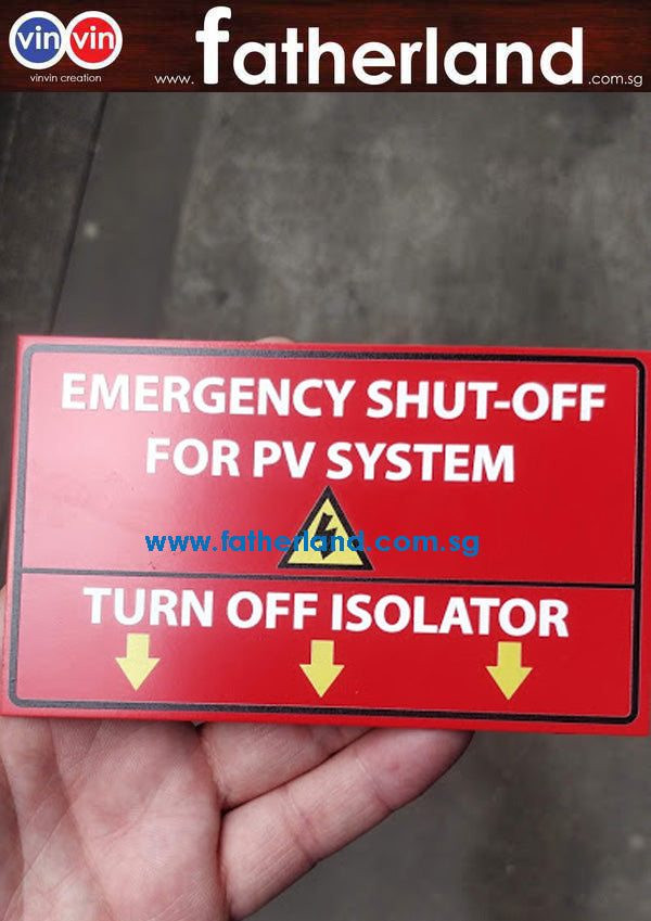 Emergency Shut Off for PV SYSTEM TURN OFF ISOLATOR ALUMINIUM PLATE UV ...