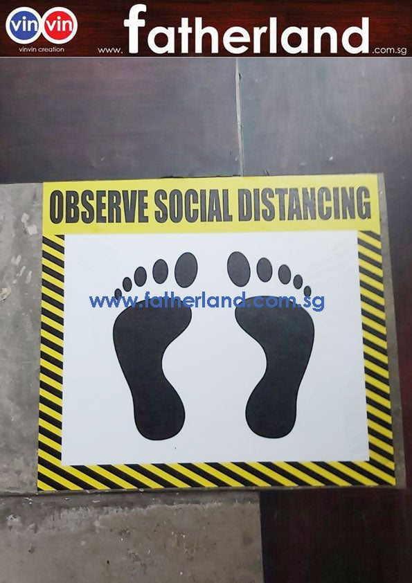 SOCIAL DISTANCING FLOOR MARKER ( YELLOW DESIGN ) - www.fatherland.com.sg