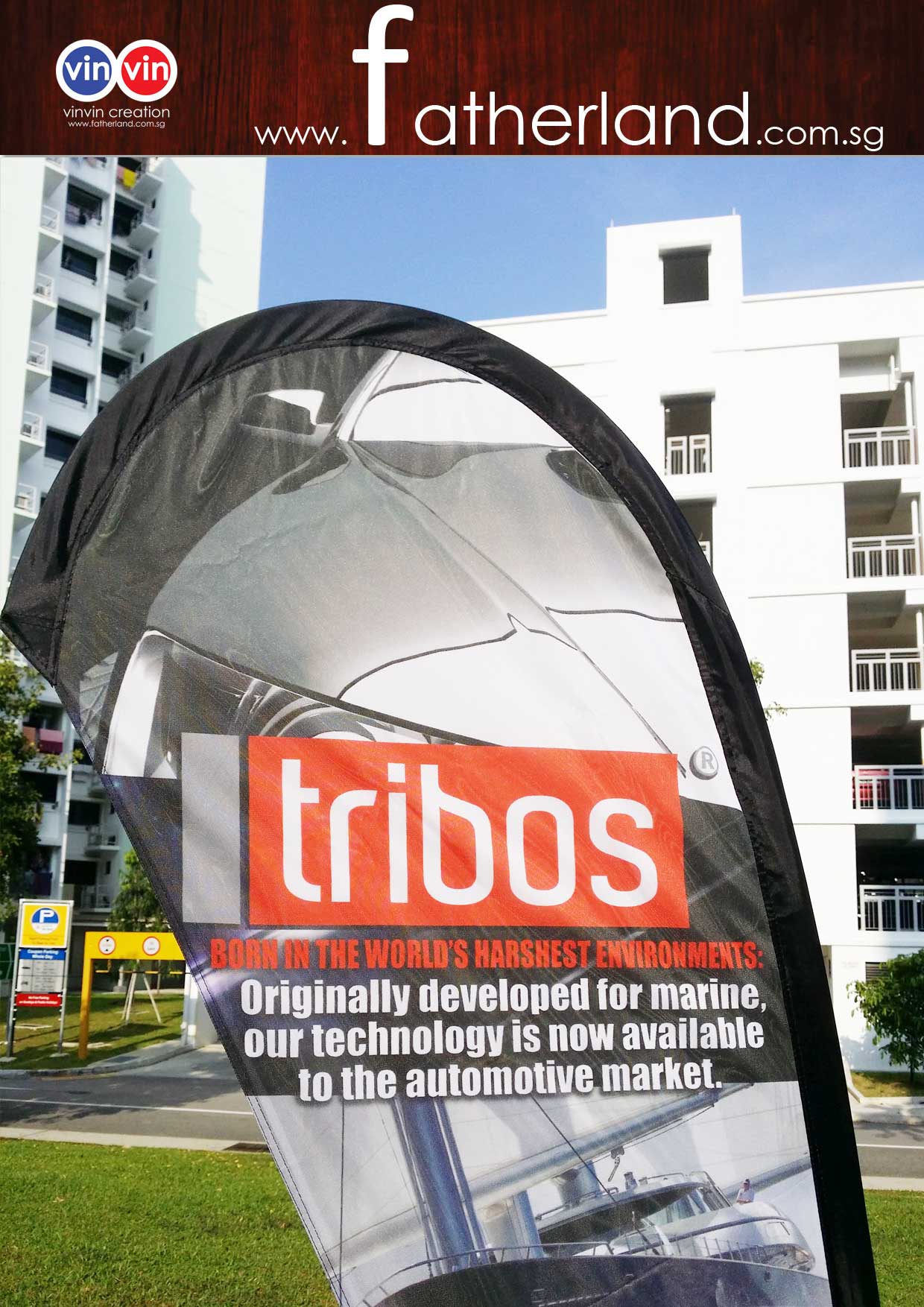 FLYING BANNER ( TEAR DROP SHAPE ) 3.4 meter - www.fatherland.com.sg