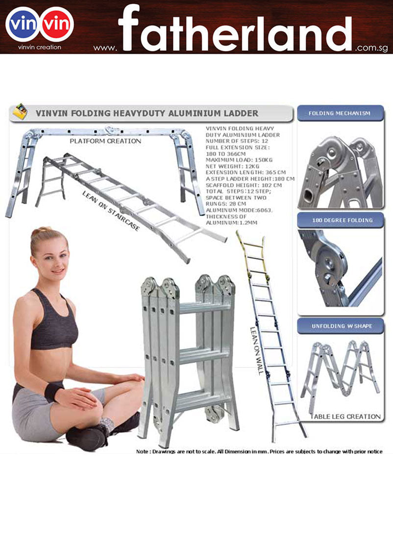 Multipurpose Aluminium Folding Ladder - www.fatherland.com.sg
