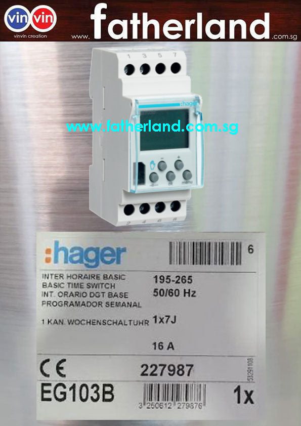 HAGER EG103B DIGITAL TIMER SWITCH - www.fatherland.com.sg