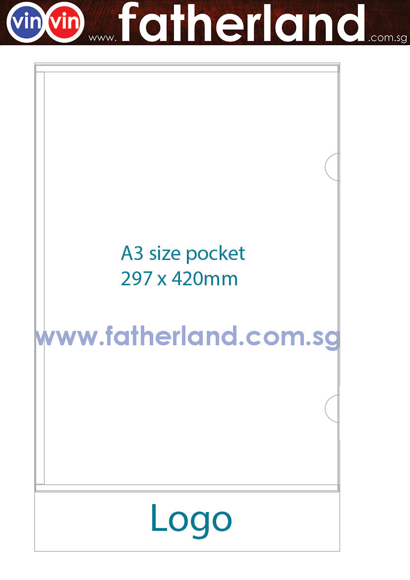 Acrylic Pocket A3 Holder ( Side Slot with Logo ) - www.fatherland.com.sg
