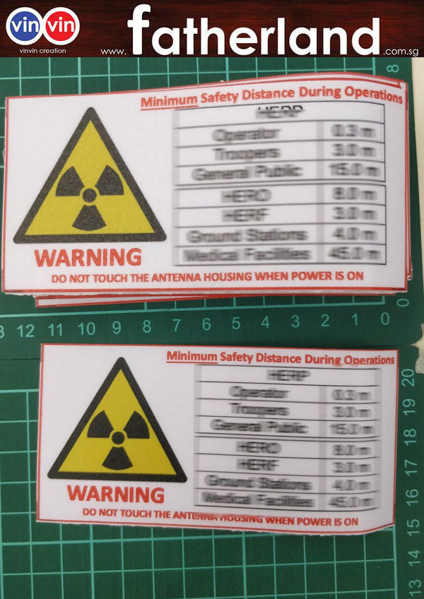 Minimum Safety Distance During Operation Sticker - www.fatherland.com.sg
