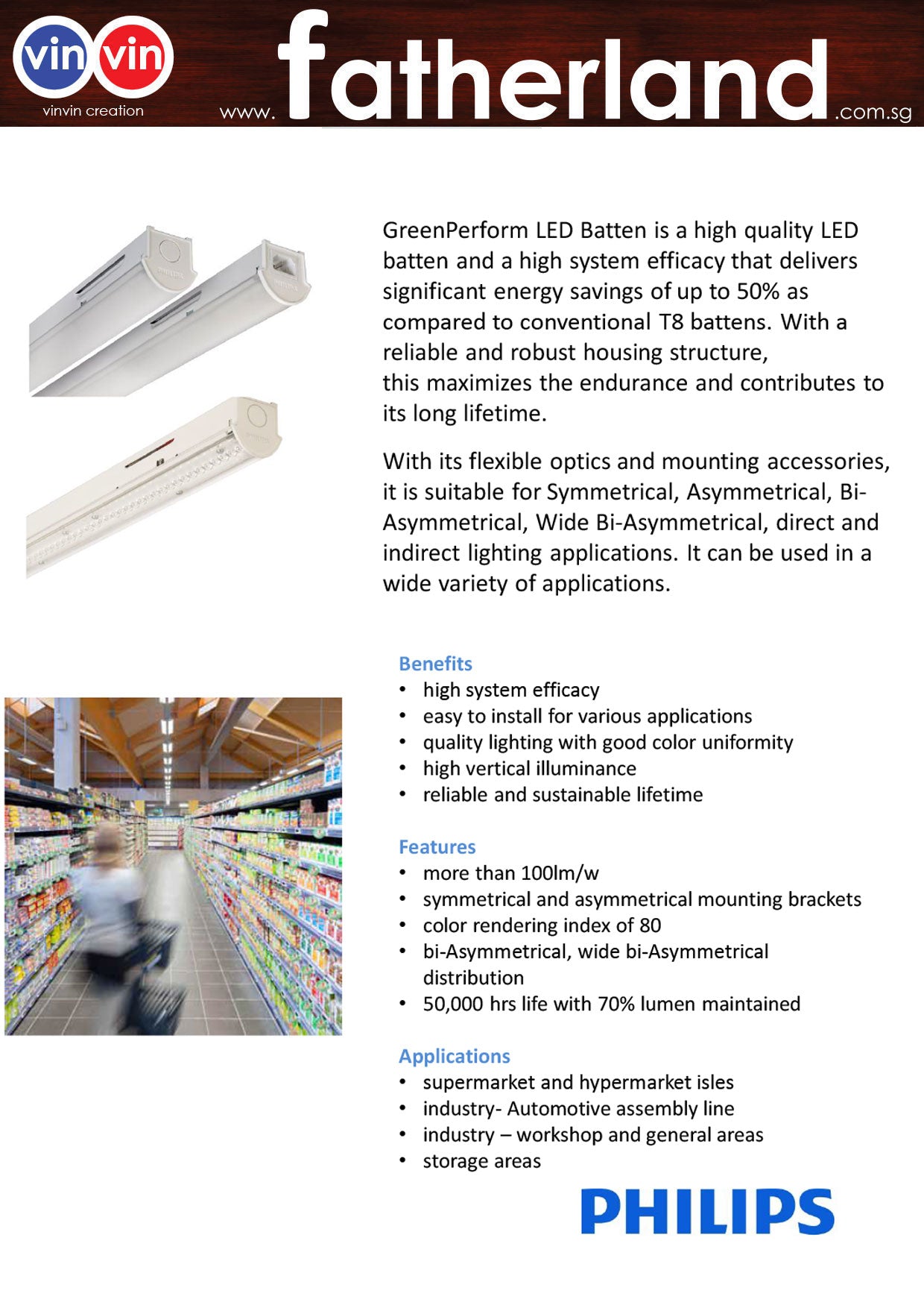 Philips GreenPerform LED Batten - www.fatherland.com.sg