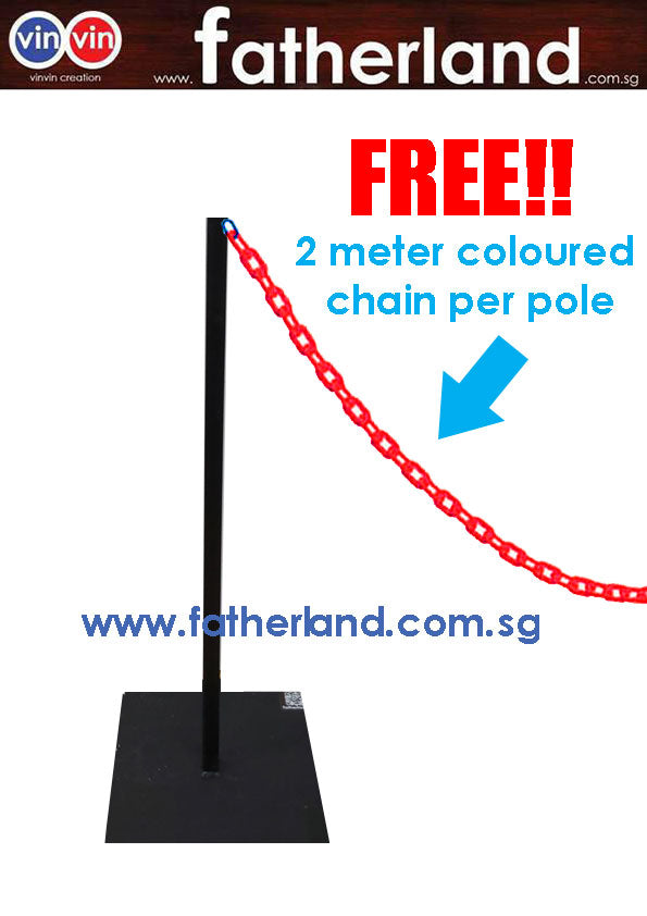 Queue Pole Stand Outdoor with red chain ( vinvin creation series ) - www.fatherland.com.sg