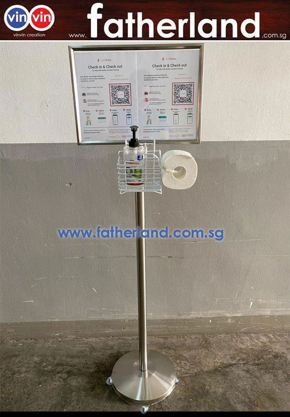 VIN A3 Stainless Steel Portable Sign Stand with Hand Sanitizer Holder ...