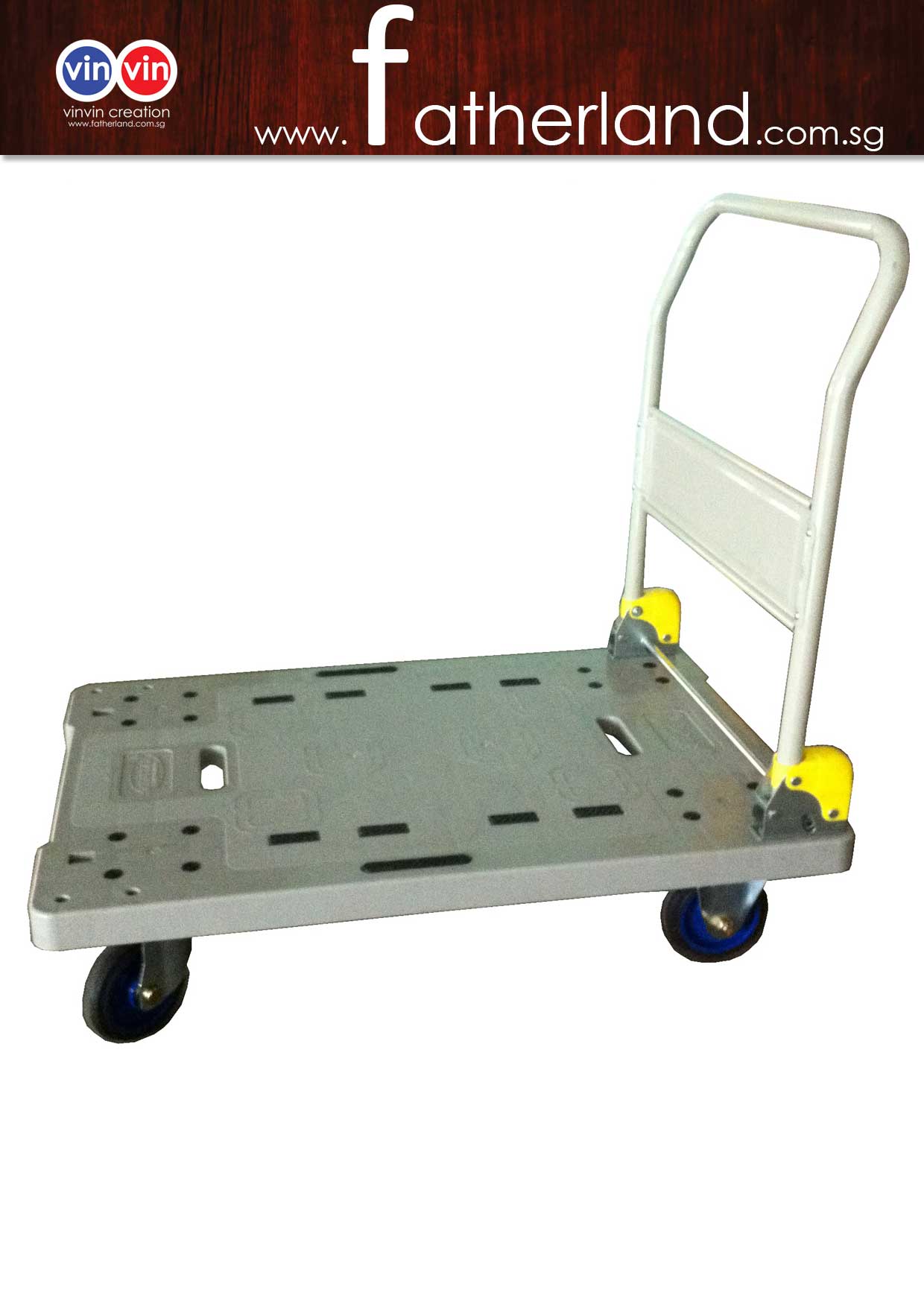 PRESTAR PLASTIC TROLLEY 895X595MM 300KG PF301B - www.fatherland.com.sg