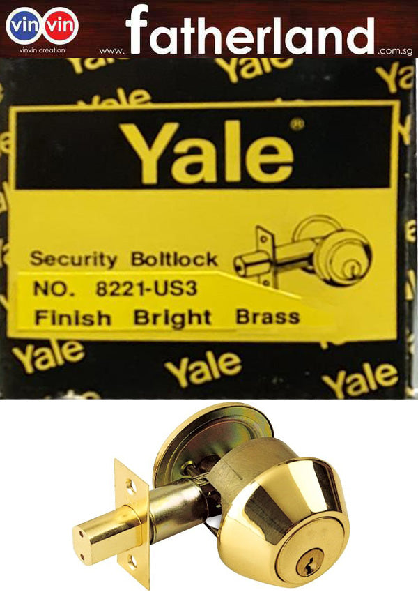 Yale 8221 US3, Gold, Brass Deadbolt, Entrance Lockset W/ Thumbturn [82 ...